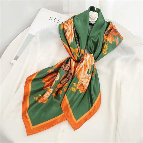 Buy New Silk Shawls Square Scarf For Women Neckerchief Female Print