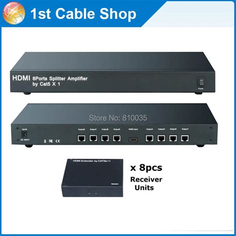 Way HDMI X Splitter Over Single Cat E Cable Up To M With HDMI Receivers Included In