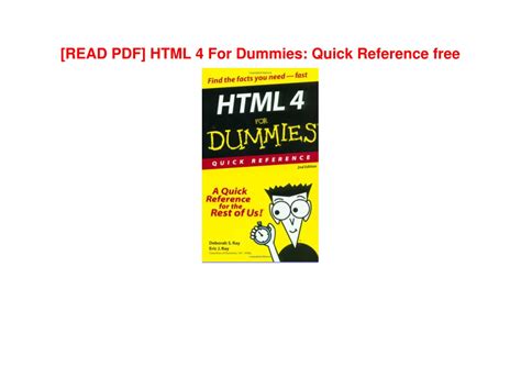 Ppt Read Pdf Html 4 For Dummies Quick Reference Free Powerpoint Presentation Id12082541