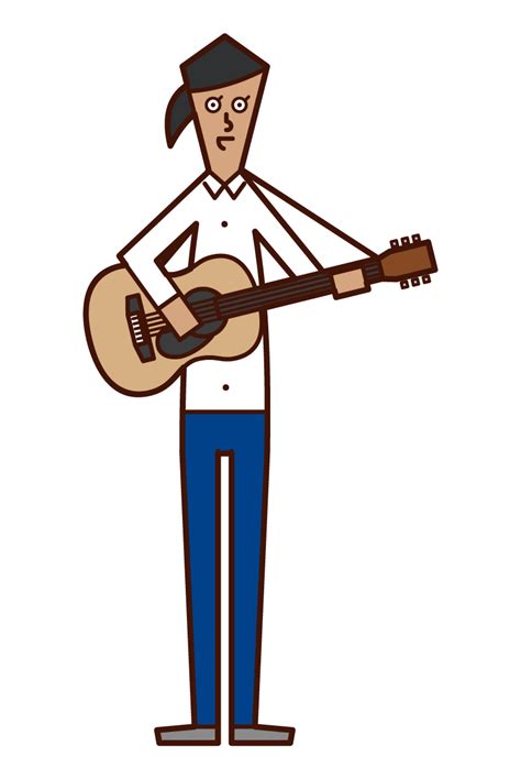 기타를 연주하는 사람 여성의 그림 무료 일러스트 소재집 Kukukeke