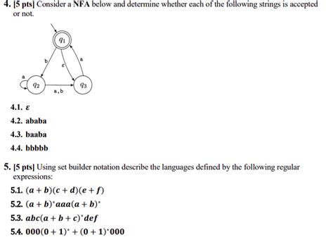 Solved 4 5 Pts Consider A NFA Below And Determine Whether Chegg Com