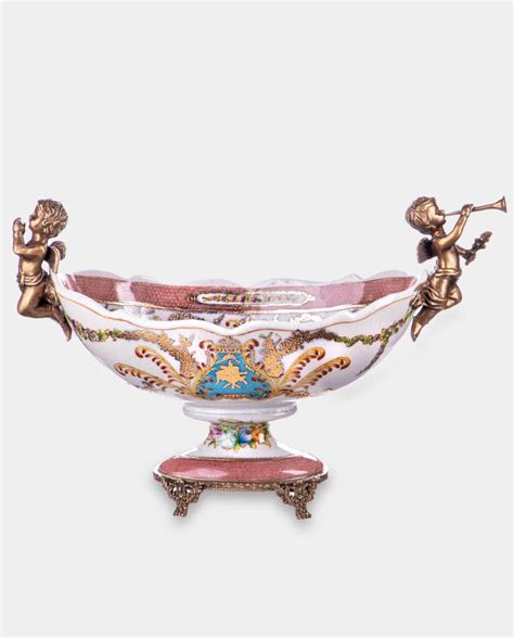 Porcelain Bowl With Bronze Angels Gift For Grandma