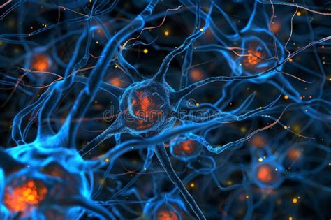 A Vibrant Depiction Of A Neuronal Network In Brain Or Spinal Cord Stock