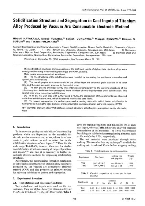 pdf solidification structure and segregation in cast ingots of