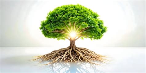3d Glowing Abstract Tree With Branching Roots Representing Business