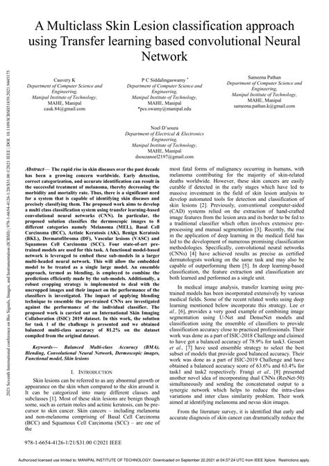 Pdf A Multiclass Skin Lesion Classification Approach Using Transfer