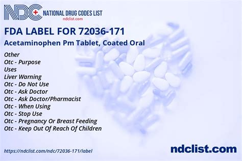 Fda Label For Acetaminophen Pm Tablet Coated Oral Indications Usage And Precautions