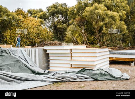 Building Construction Of Wooden Frame House Made Of Sip Structural