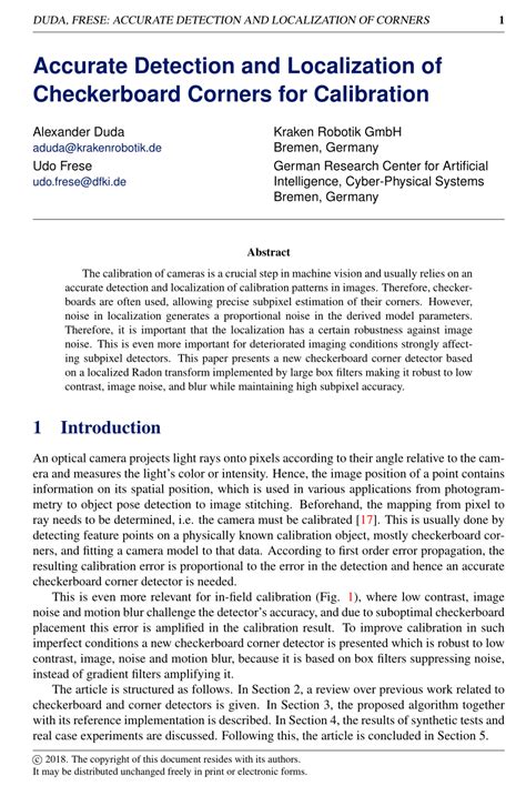 Pdf Accurate Detection And Localization Of Checkerboard Corners For Calibration