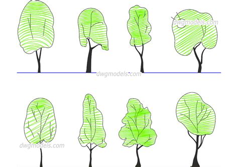 Tree Line Drawing CAD Library Free AutoCAD DWG File