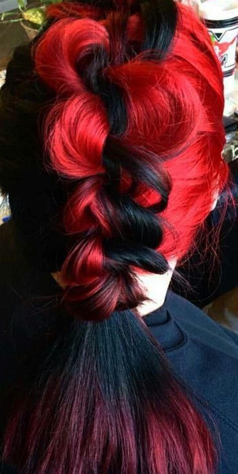 Red Black Dyed Hair Hairbynikb Cool Hairstyles Wild Hair Color