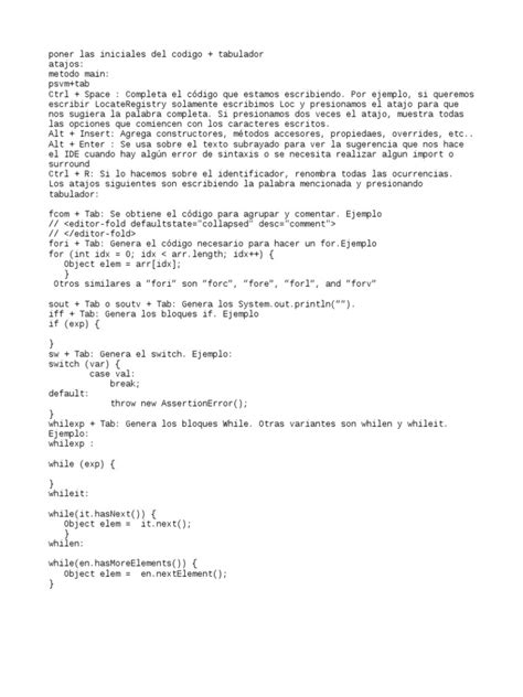 atajos netbeans java pdf