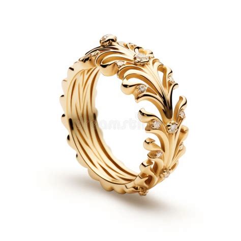 Handcrafted Diamond And Leaf Ring With Ornamental Details Stock