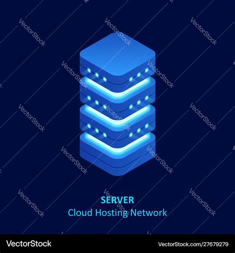 Isometric Cloud Server Isolated On Blue Data Vector Image