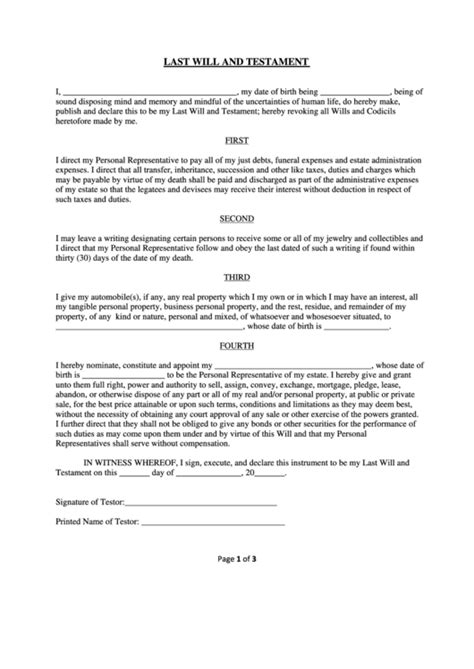 Last Will And Testament Self Proving Affidavit The State Of Texas