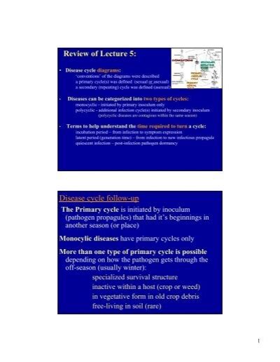 Review Of Lecture 5 Disease Cycle Follow Up