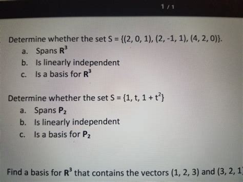solved determine whether the set s { 2 0 1 2 1