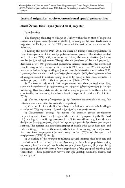 Pdf Internal Migration Socio Economic And Spatial Perspectives