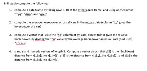 Solved In R Studio Compute The Following Compute A Data Chegg