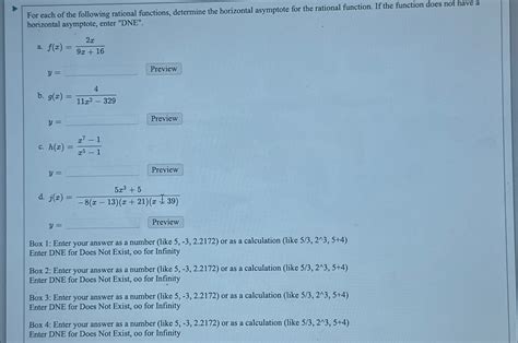 Solved For Each Of The Following Rational Functions Chegg