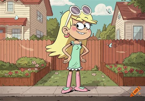 A 3d Rendering Of Leni Loud From The Loud House With Blonde Hair Pink Heart Shaped Glasses