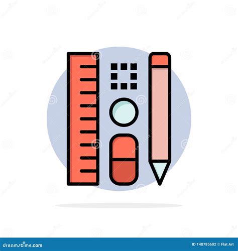 Pen Pencil Scale Education Abstract Circle Background Flat Color Icon Stock Vector