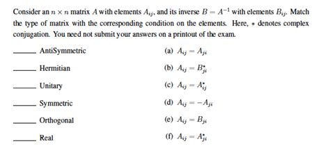 solved consider an n x n matrix a with elements aij and its