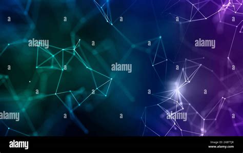 Abstract Network Connections With Glowing Points And Lines On A Dark Blue And Purple Gradient