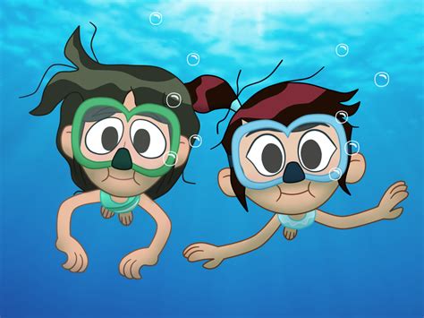 Libby And Molly Are Swimming In The Top Underwater By Deaf Machbot On