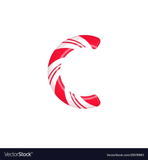 Cane Letter C Candy Font Element Sweet Royalty Free Vector