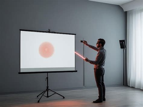 a presenter using a laser pointer on a screen premium ai generated image