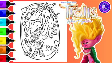 Coloring Viva Trolls Band Together Coloring Book Page Art Markers