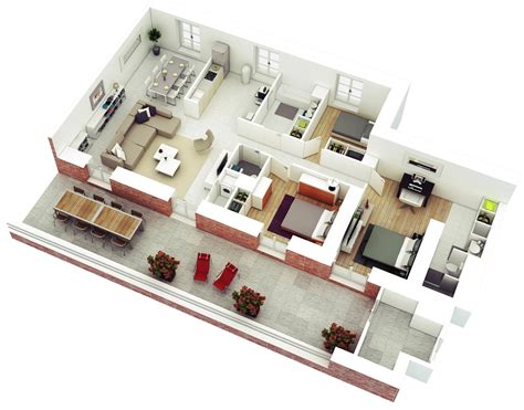 25 More 3 Bedroom 3d Floor Plans