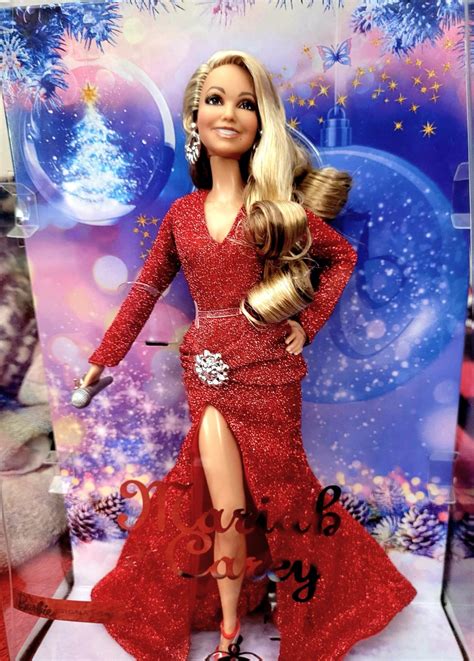Amazon Com Barbie Mariah Carey Doll Holiday Celebration Collectible Glittery Red Gown With