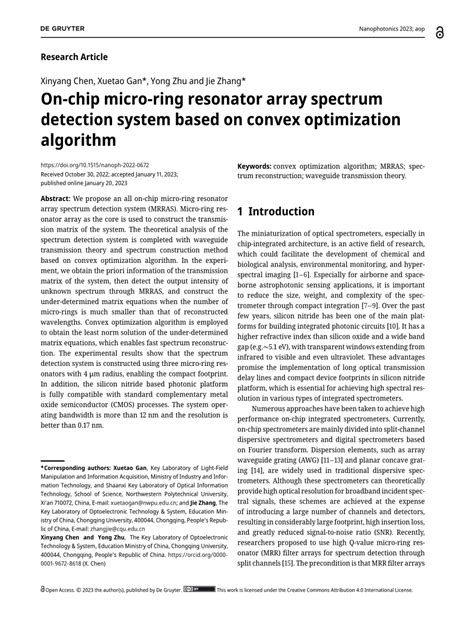 pdf on chip micro ring resonator array spectrum detection system