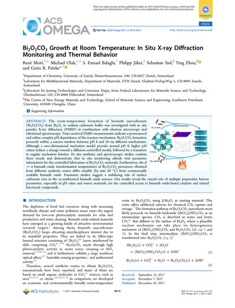 Pdf Bi 2 O 2 Co 3 Growth At Room Temperature In Situ X Ray