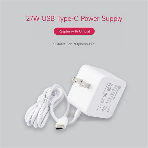 Official 27w Type C Power Supply For Raspberry Pi 5 Eu Plug