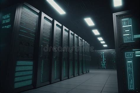 Data Center Computers Large Facility With Servers Storage Solution Generative Ai Stock