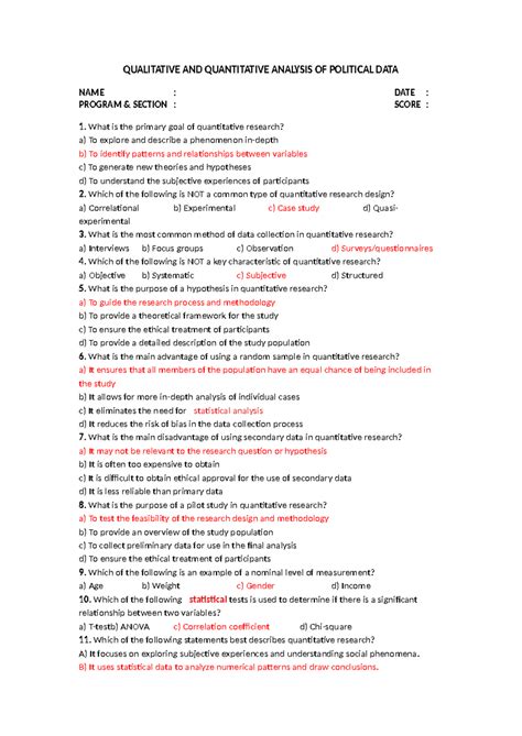 Qualitative And Quantitative Analysis Exam Qa 101 Key Concepts And