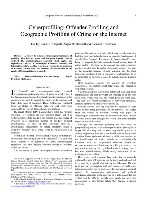 Pdf Cyberprofiling Offender Profiling And Geographic Profiling Of Crime On The Internet