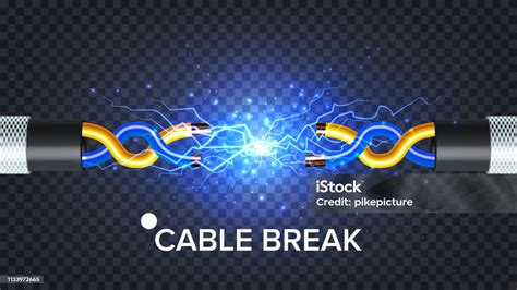 전기 케이블 벡터를 분리 합니다 전기 아크 전원 전기 에너지 3d 현실적인 고립 된 그림 전기 연료 및 전력 생산에 대한 스톡 벡터 아트 및 기타 이미지 Istock