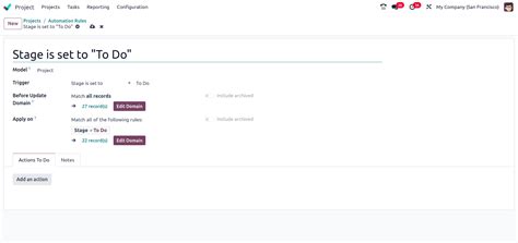 how to configure task stages and project stages in odoo 18