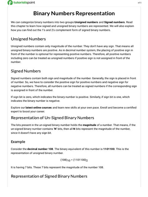 Binary Number Representation Explained Pdf Elementary Mathematics Encodings
