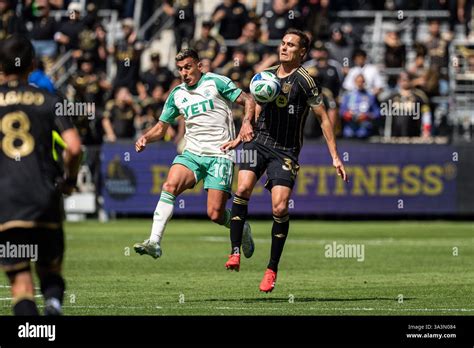 Lafc Defender Aaron Long 33 Wins Possession Austin Fc Midfielder