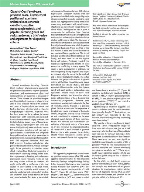 Pdf Gianotti Crosti Syndrome Pityriasis Rosea Asymmetrical