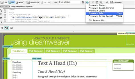 How To Use Templates In Dreamweaver Dreamweaver Template Williamson