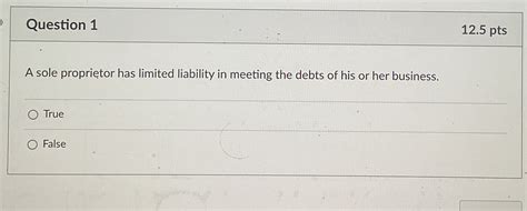 Solved Question 1125 ﻿ptsa Sole Proprietor Has Limited