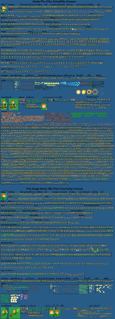 Pico Picos School Sprite Sheet By Crowsar On Newgrounds