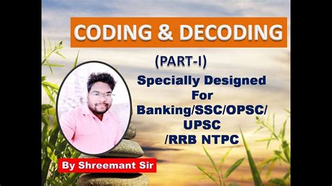 Coding Decoding Part Iby Shreemant Sir Banking Sscupsc Opsc