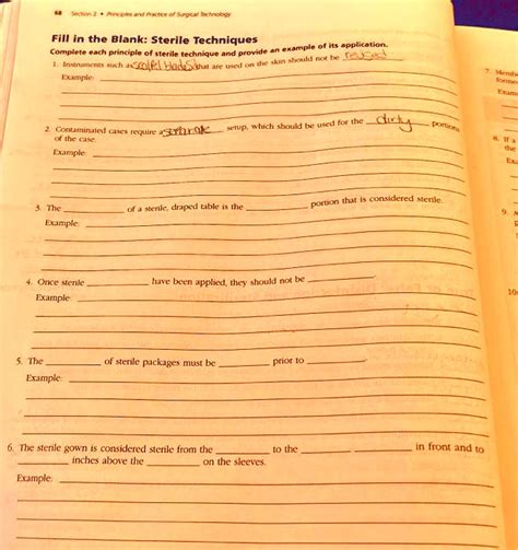 Text Section Principles And Practice Of Surgical Technology Fill In The Blank Sterile